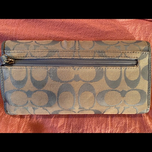 Coach | Bags | Coach Blue Wallet With Logo | Poshmark